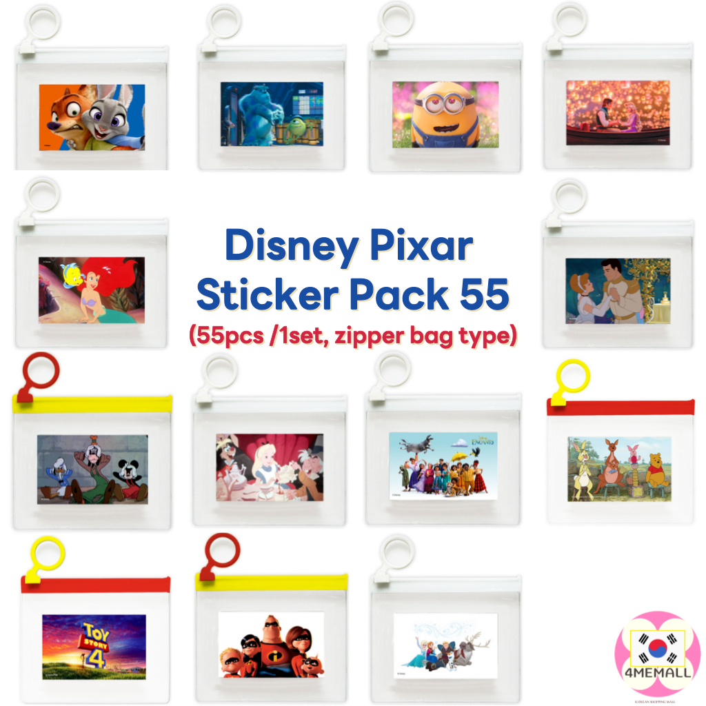 Disney Pixar Animation Movie Scene Sticker Pack (55pcs/1set) Zipper Bag ...