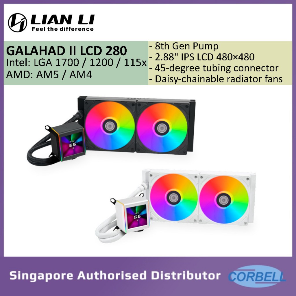 LIAN LI Galahad II LCD AIO 360mm 2.88” IPS LCD All-In-One ARGB COOLER ...