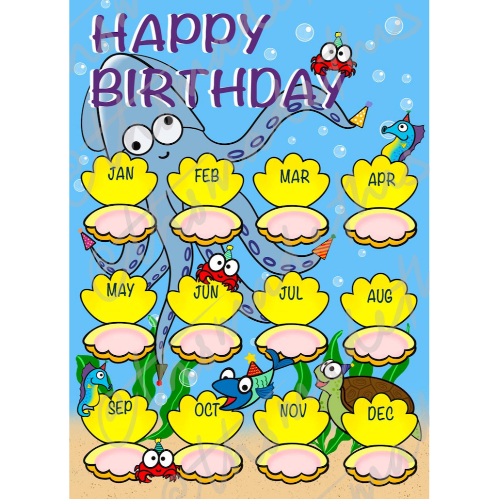 Birthday Chart Poster (Animal - Under the Sea Edition) | Shopee Singapore