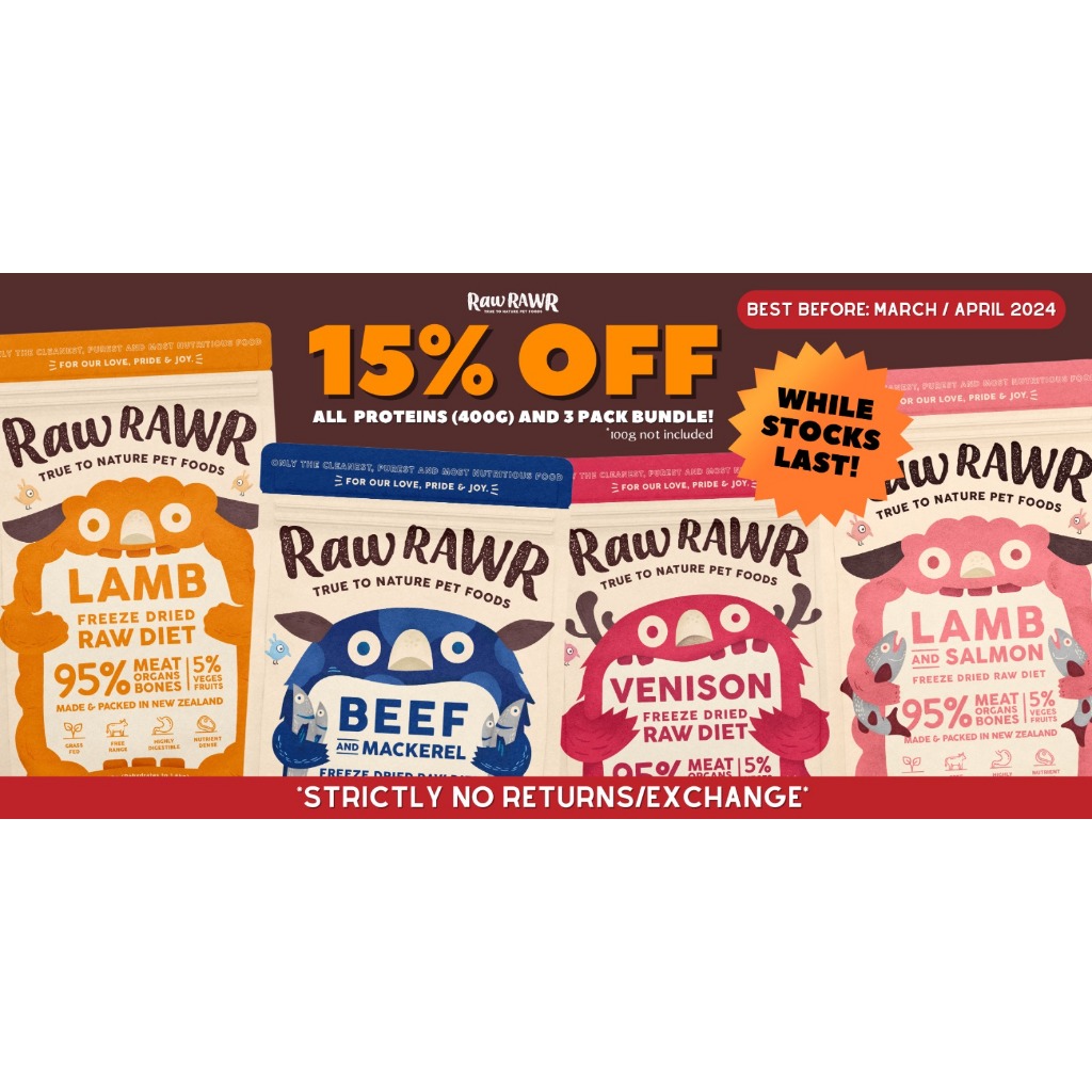 Raw Rawr Freeze Dried Food For Dogs - 100g/400g (5 Different Flavours ...