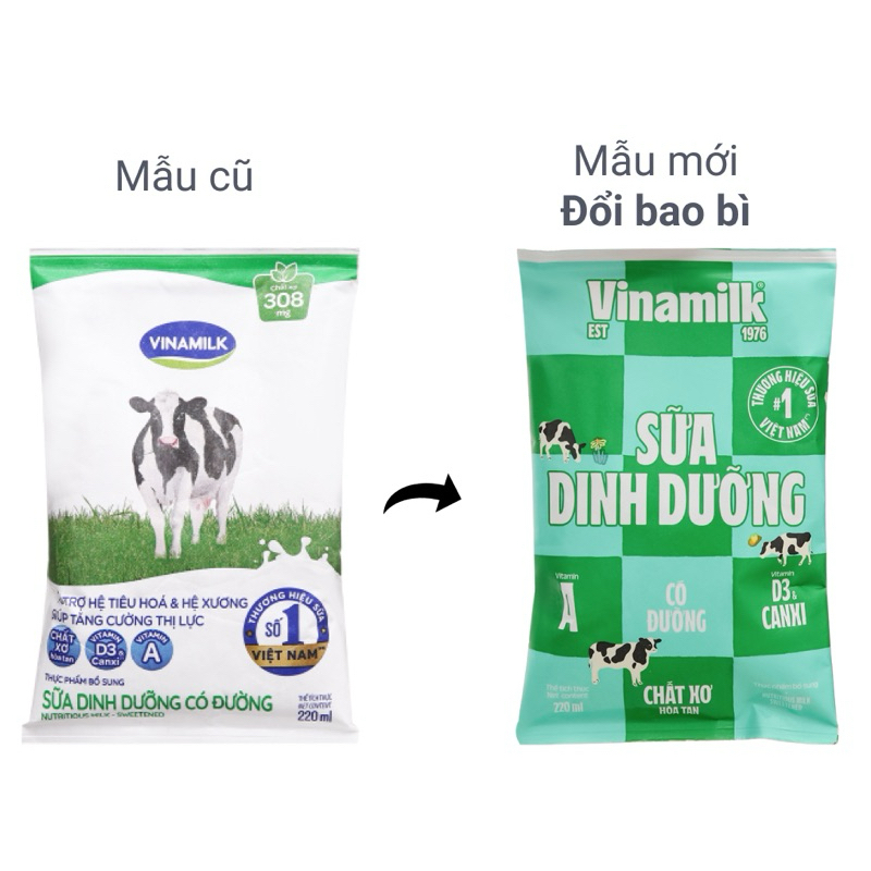 10 Bịch Sữa Dinh Dưỡng Vinamilk Có Đường-Vinamilk Nutritional Milk With ...