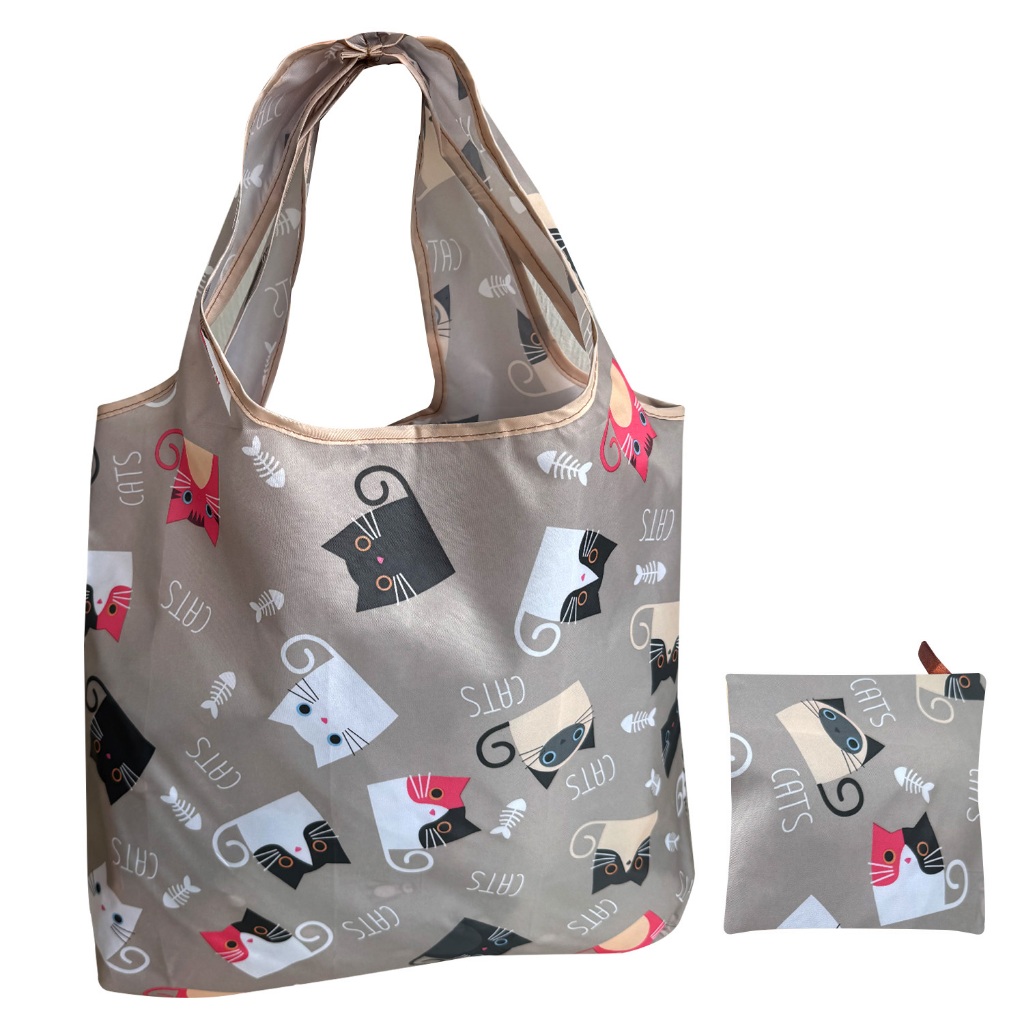 Reusable Lightweight Grocery Shopping Bags Foldable Into Attached Pouch ...