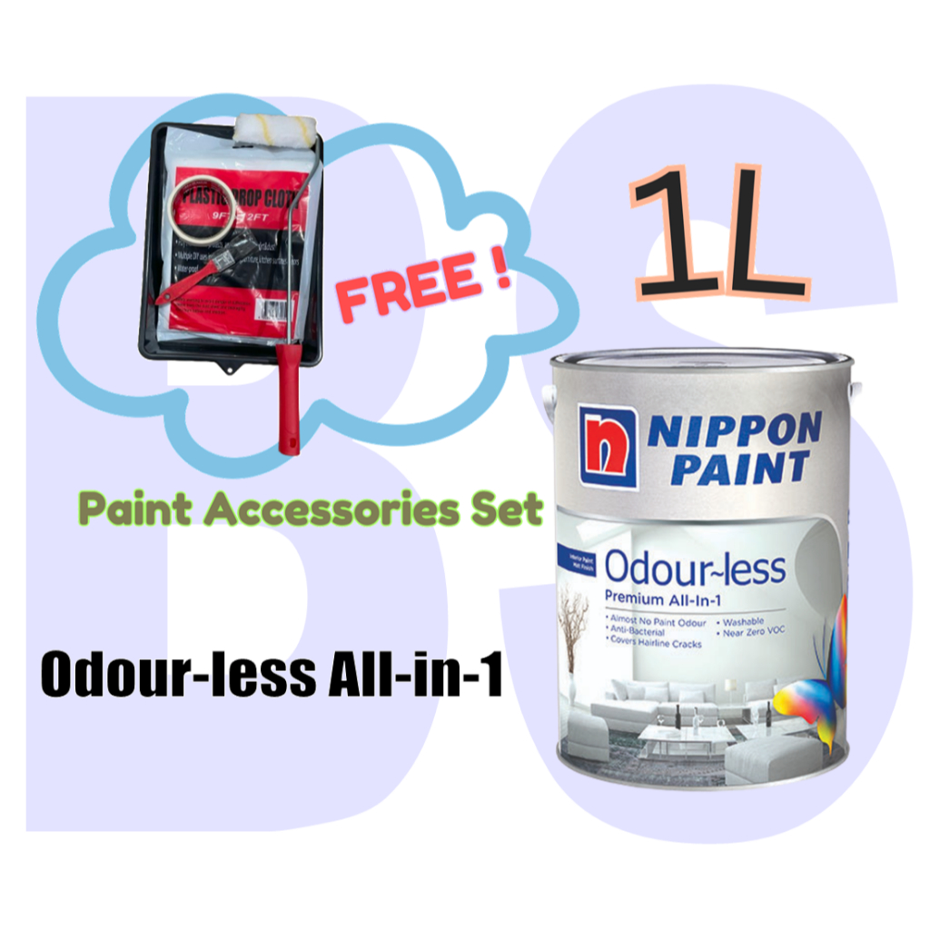 Nippon Paint Odourless All-in-1 Interior Wall Paint 1L. Free Paint ...