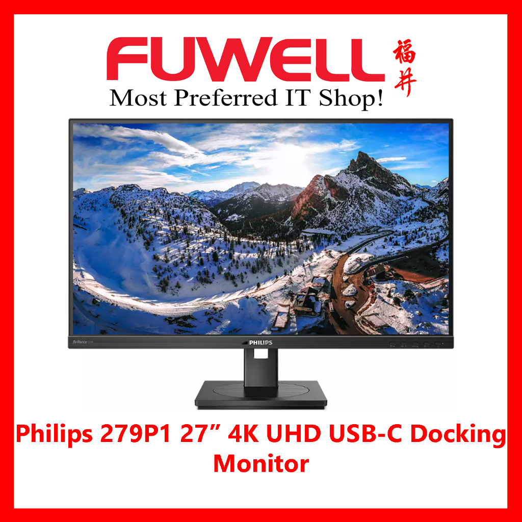 FUWELL- Philips 279P1 27" 4K UHD USB-C Docking Monitor [3-Year Warranty] | Shopee Singapore