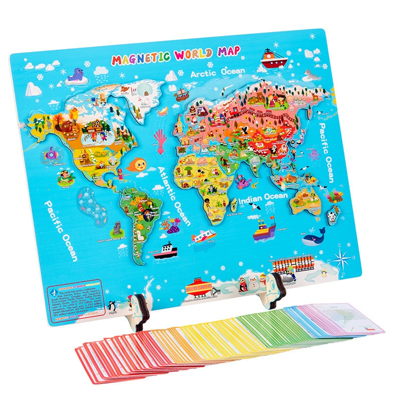 【MQLITTLESHOP】Wooden Magnetic World Map Learning Tool Education World ...