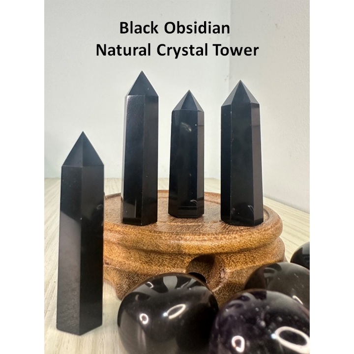 [SG Seller 🇸🇬] Black Obsidian Natural Crystal Tower | Medium Size ...