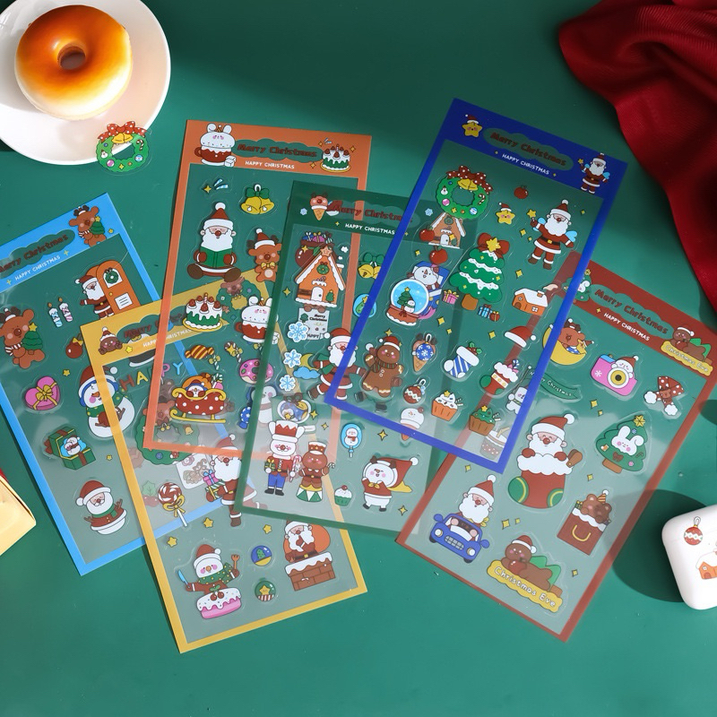 Christmas Pet Transparent A-F series Stickers Hand tent Stickers Santa ...