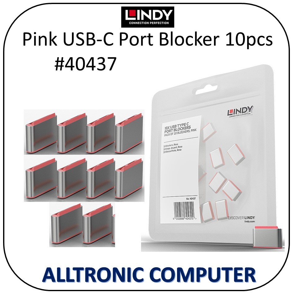 Lindy Type C Port Blocker Pink P/N: 40437 (Pack of 10pcs of blocker ...