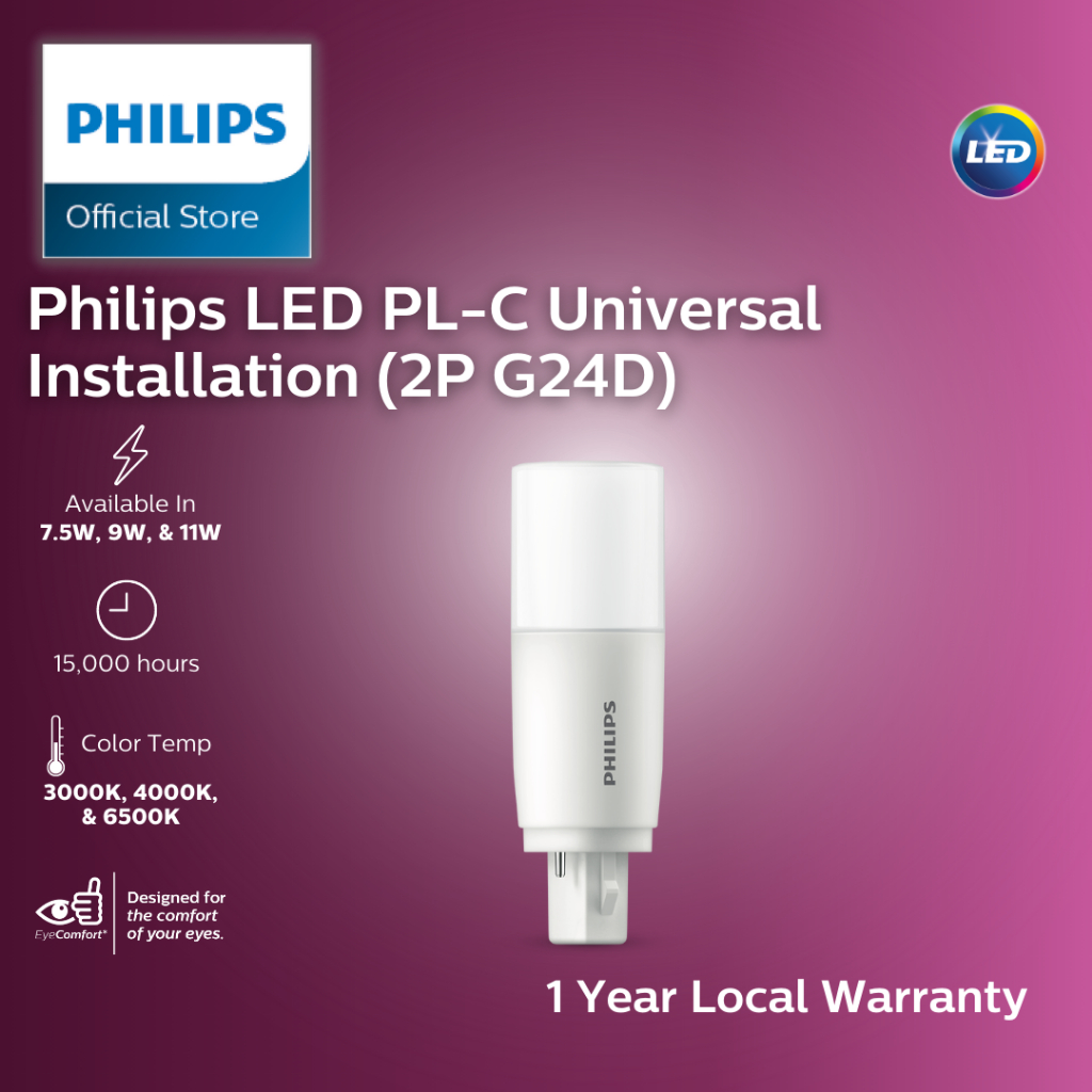 Philips LED PL-C Universal Installation LED Bulb with EyeComfort (Warm ...