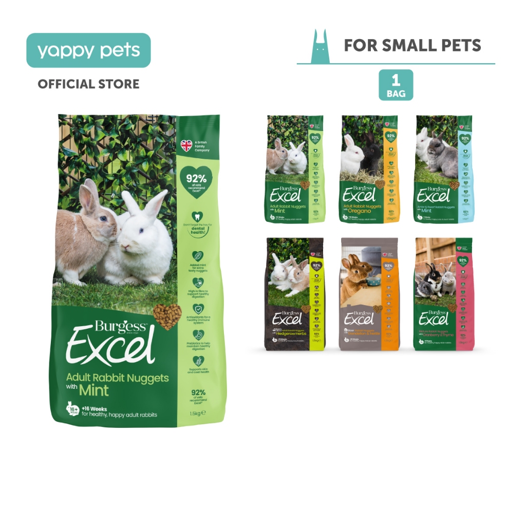 Burgess Excel Rabbit Nuggets 1.5kg | Vet-Recommended Tasty Rabbit ...
