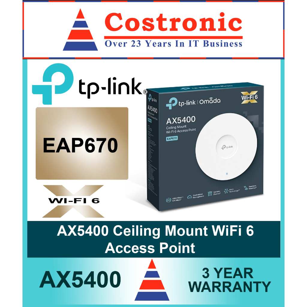 TP-LINK EAP670 AX5400 WiFi 6 Wireless Ceiling Mount Access Point ...