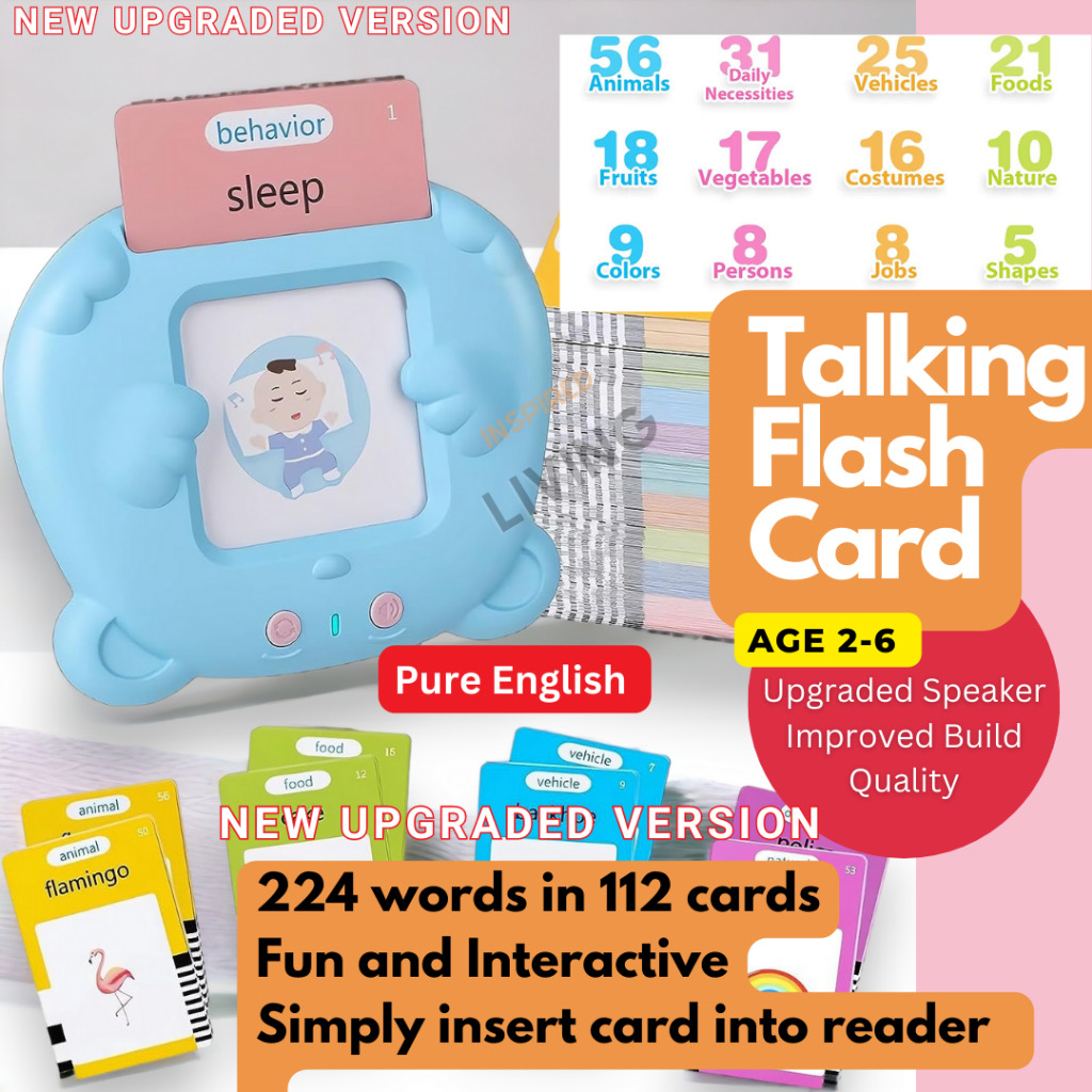 【SG STOCK】Kids Audio Flash Cards Reader Visual Reading Talking Machine ...