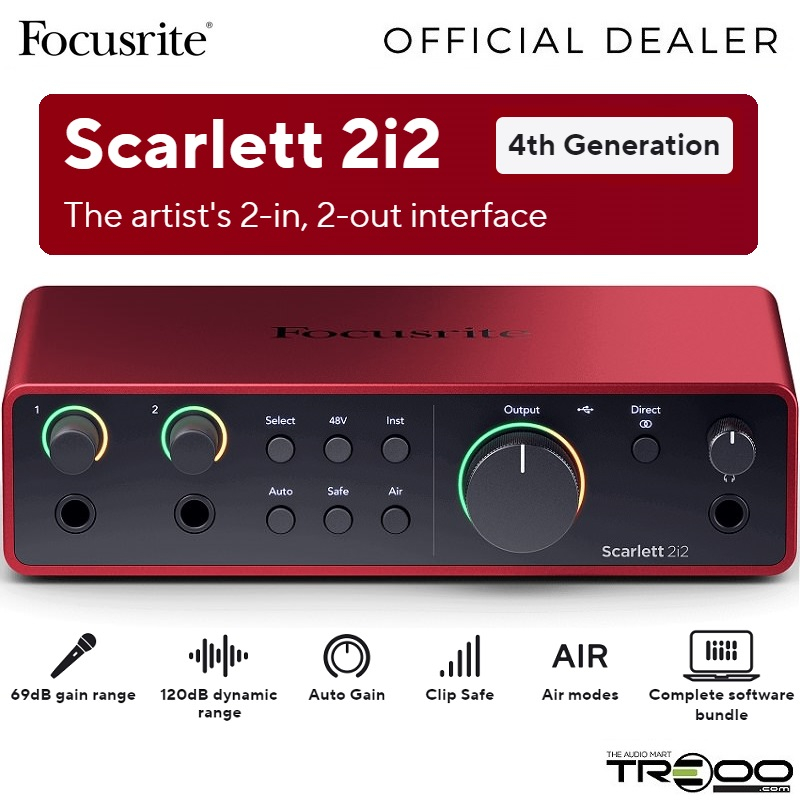 Focusrite Scarlett 2i2 (4th Gen) USB Audio Interface | Shopee Singapore