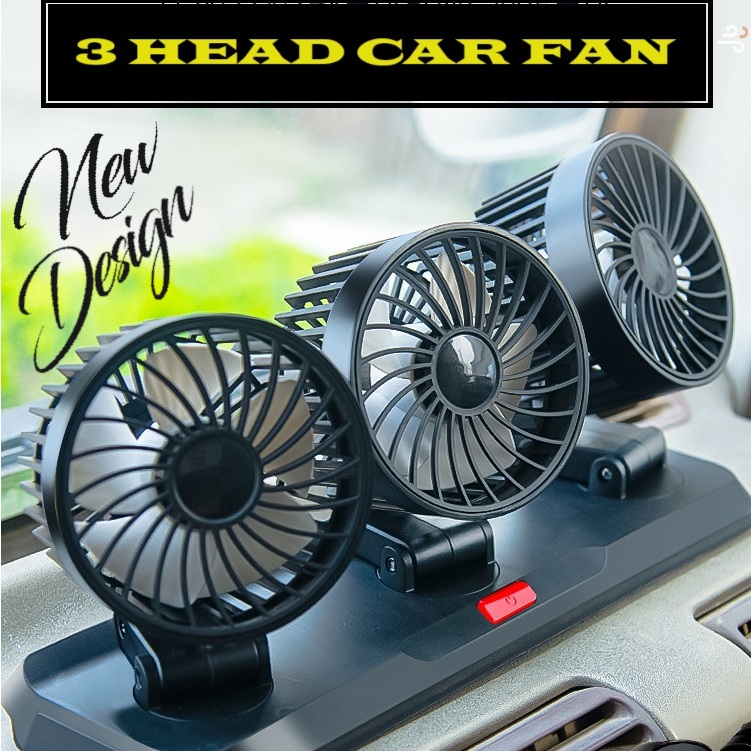 [SG]2 Head / 3 Head Car Fan. 3 Speed Cooler Air Cooling 360 Degree ...