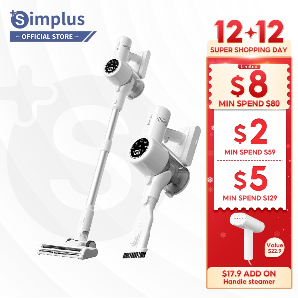 Simplus Cordless Vacuum Cleaner 16000Pa Digital Screen HEPA 9 Filter 3 ...