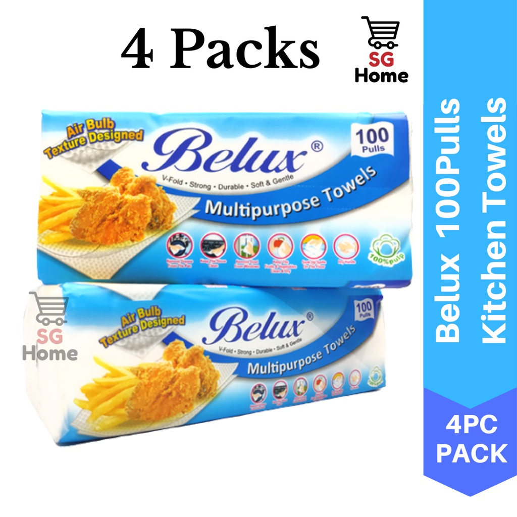 [4Pack] Belux Thick Air Bulb Thick Kitchen Towel, 100 Pulls, 4 Pack ...