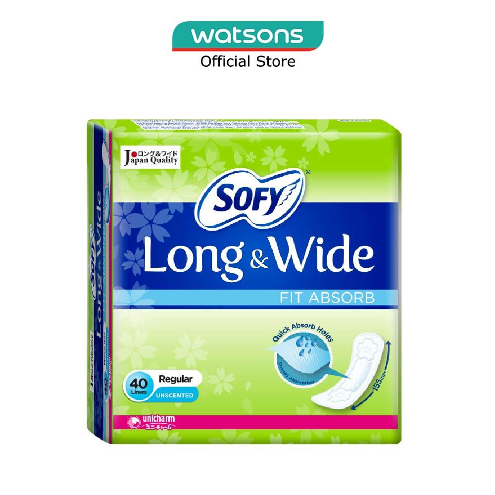 SOFY Pantiliner Long & Wide Fit Absorb (Unscented) 40S | Shopee Singapore