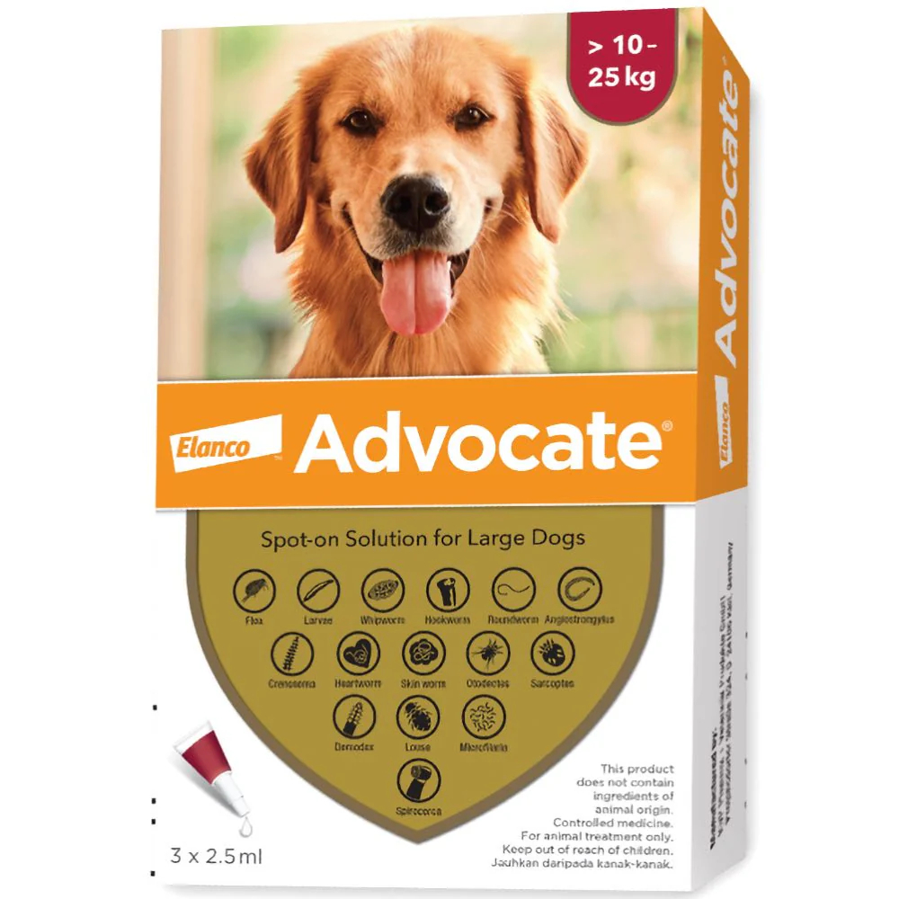 Advocate Spot-on Solution For Large Dogs 10kg To 25kg (3pcs x2.5ml ...