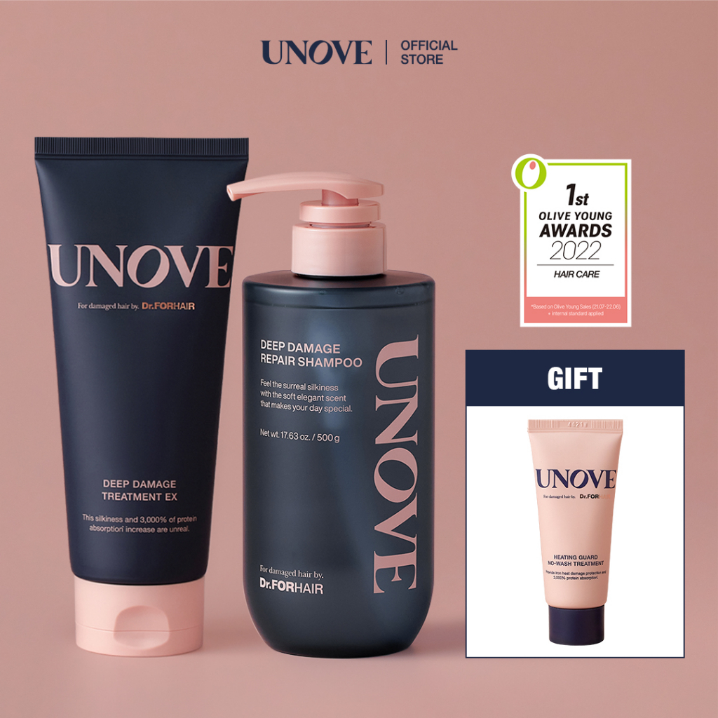 UNOVE Deep Damage Repair Shampoo 500g + Deep Damage Treatment EX 207ml ...