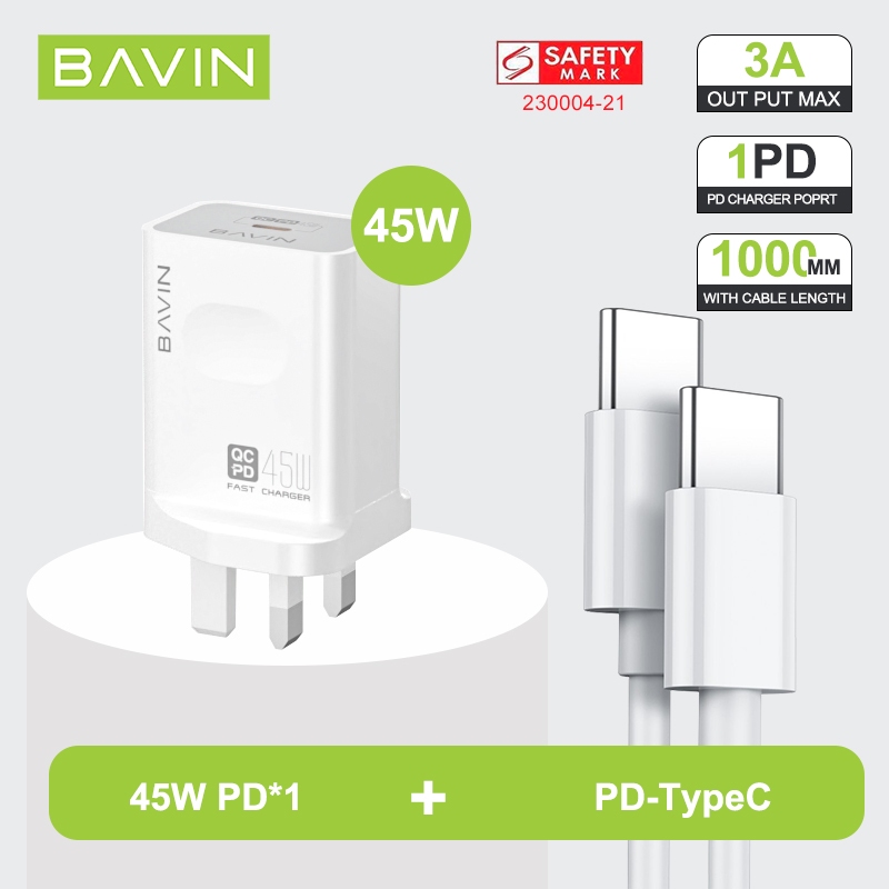 GaN Charger BAVIN 65W USB C Charger QC4.0 PD3.0 USB Type-C Fast ...