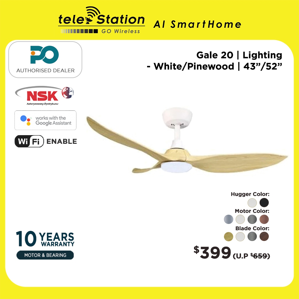 PO ECO GALE 20 Smart WiFi Ceiling Fan w Light | 10 Years Local Warranty ...