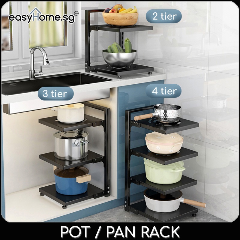 Easyhome.sg Pot Rack/ Frying Pan Rack Storage Shelf Tray Kitchen ...