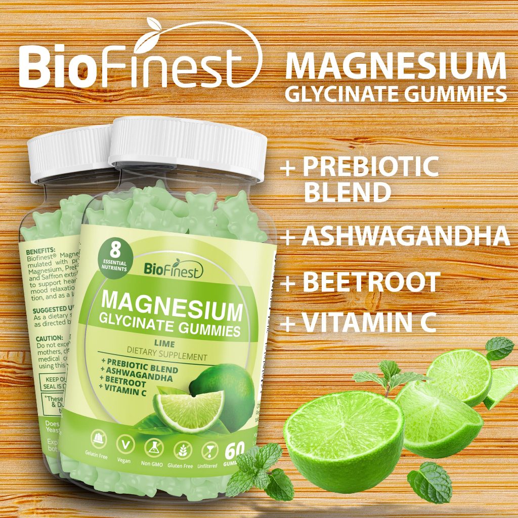 Biofinest Magnesium Glycinate Gummy Supplement Vitamin C Ashwagandha ...