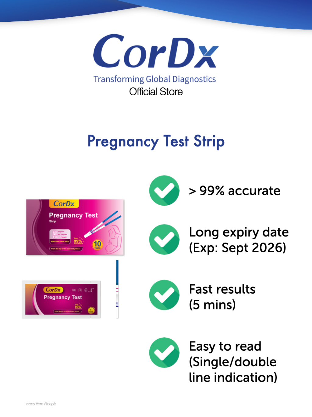 (10pc) CorDx Pregnancy Test Kit (Strip) | Shopee Singapore
