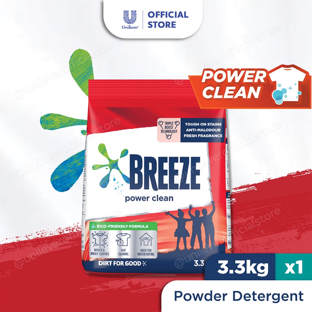Breeze Power Clean Powder Detergent 3.3kg | Shopee Singapore