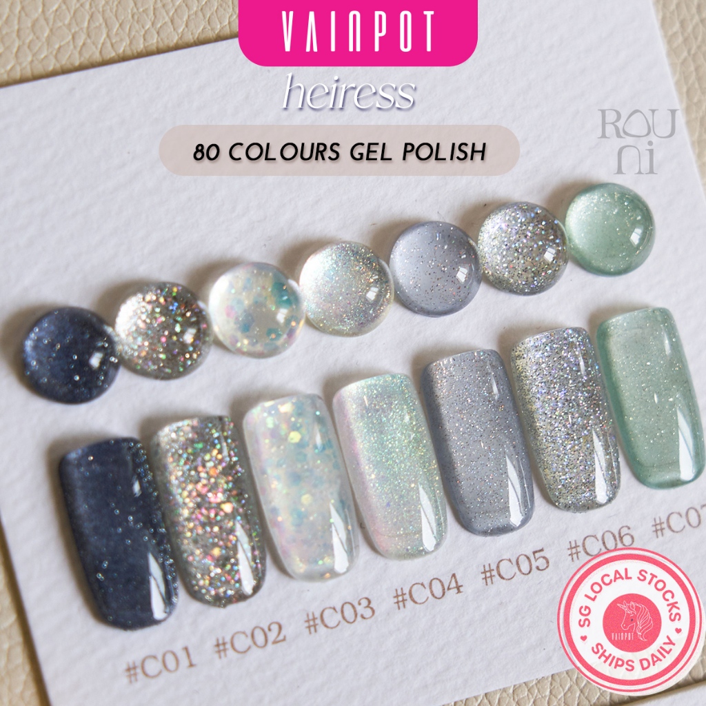 【Vainpot-SG】 ROU NI Heiress Collection 60 Colours Gel Polish - Glitter ...