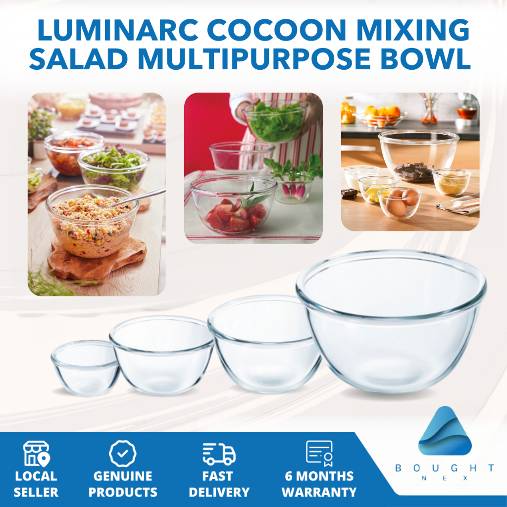 Luminarc Cocoon Glass Bowl - Tempered, 6/12/18/24cm, Durable Clear ...