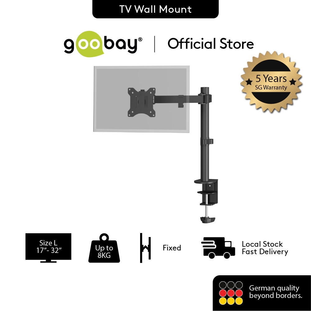 Goobay Monitor Mount - (Single / Dual) Pole (17-32) - Black 58528 58529 ...