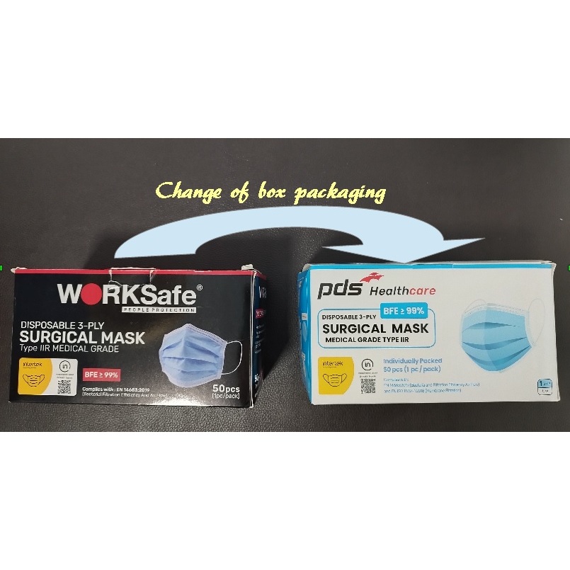 Work Safe Disposable Individual Wrap Surgical 3ply Mask x 50pcs x 5 ...