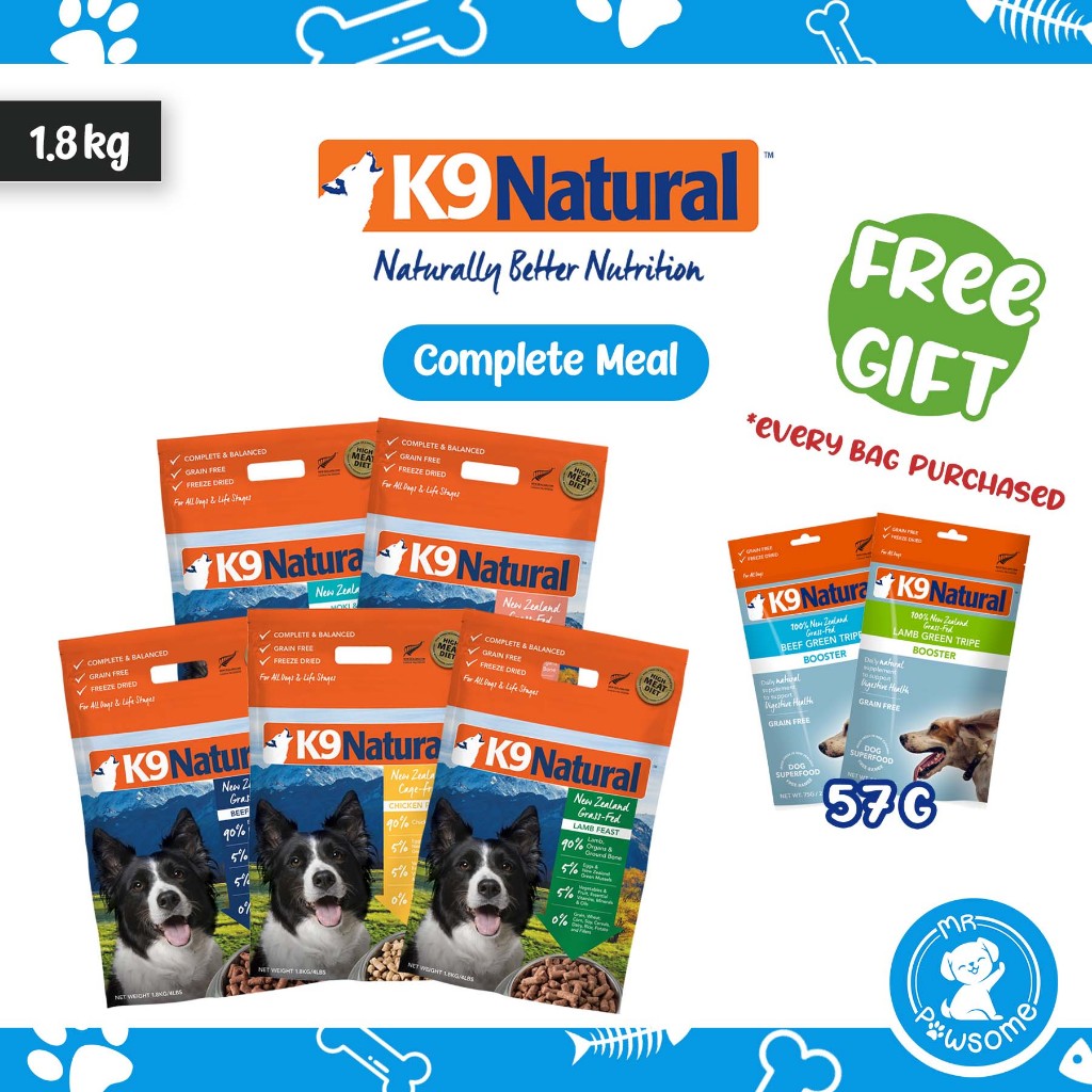 [FREE K9 Natural Tripe] K9 Natural Freeze Dried Dog Food 1.8kg | Shopee Singapore