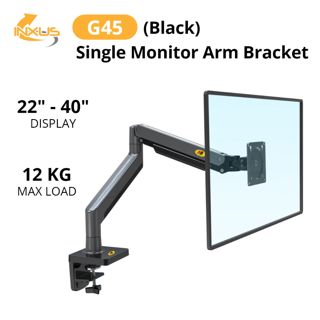 G45 Grey, G40 Silver Single Monitor Arm Size 22" - 40" Screen, VESA ...