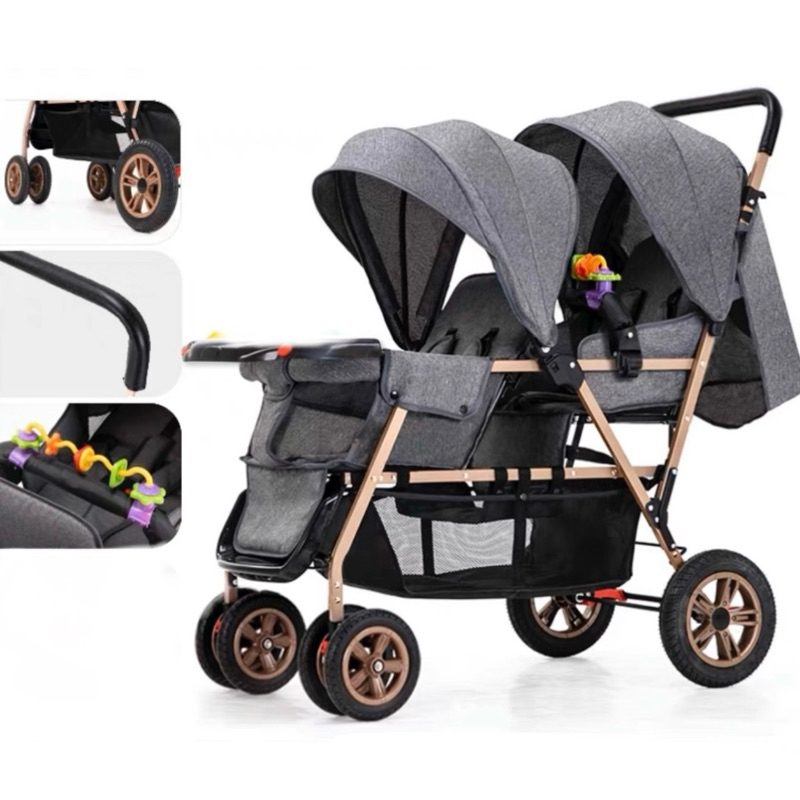SG SELLER~Ready Stock 9kg Twin High Low Double Stroller | Shopee Singapore