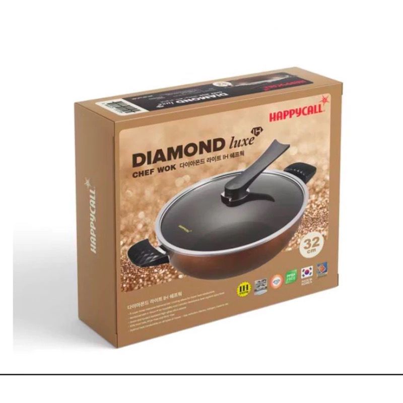 Happycall Diamond luxe Chef Wok 32 cm - induction friendly | Shopee ...