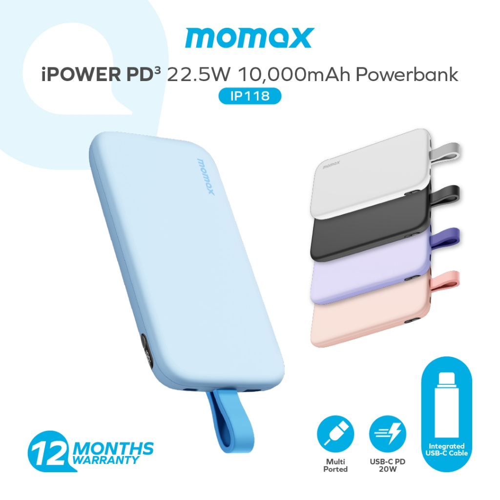 Momax [IP118] iPower 20W PD3 Powerbank 10,000mAh | Shopee Singapore