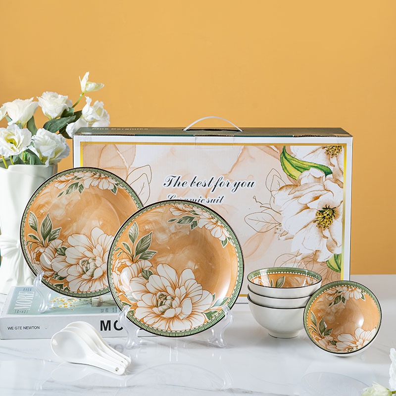 Ceramic Bowl Plate Gift Set Housewarming Wedding Door Gift Chinese New ...