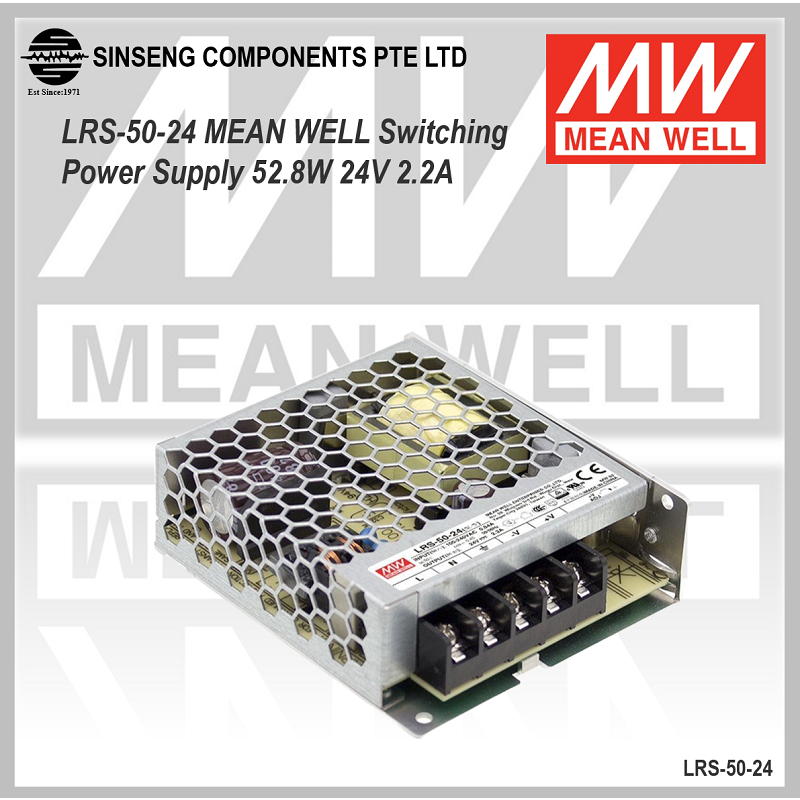 LRS-50-24 MEAN WELL Switching Power Supply 52.8W 24V 2.2A Meanwell | Shopee Singapore