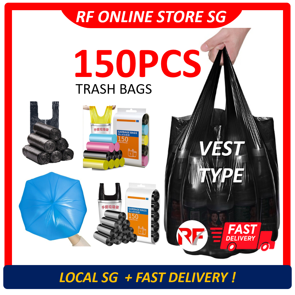 150pcs Trash Bags Hand Vest-Style Garbage Bags for Home Office Bathroom ...