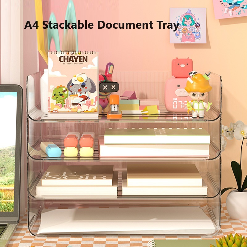 Transparent Clear Table Organizer A4 Stackable Document Tray Singapore ...