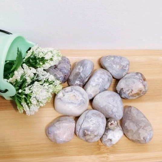 Rare blue flower agate tumbles 💙 | Shopee Singapore