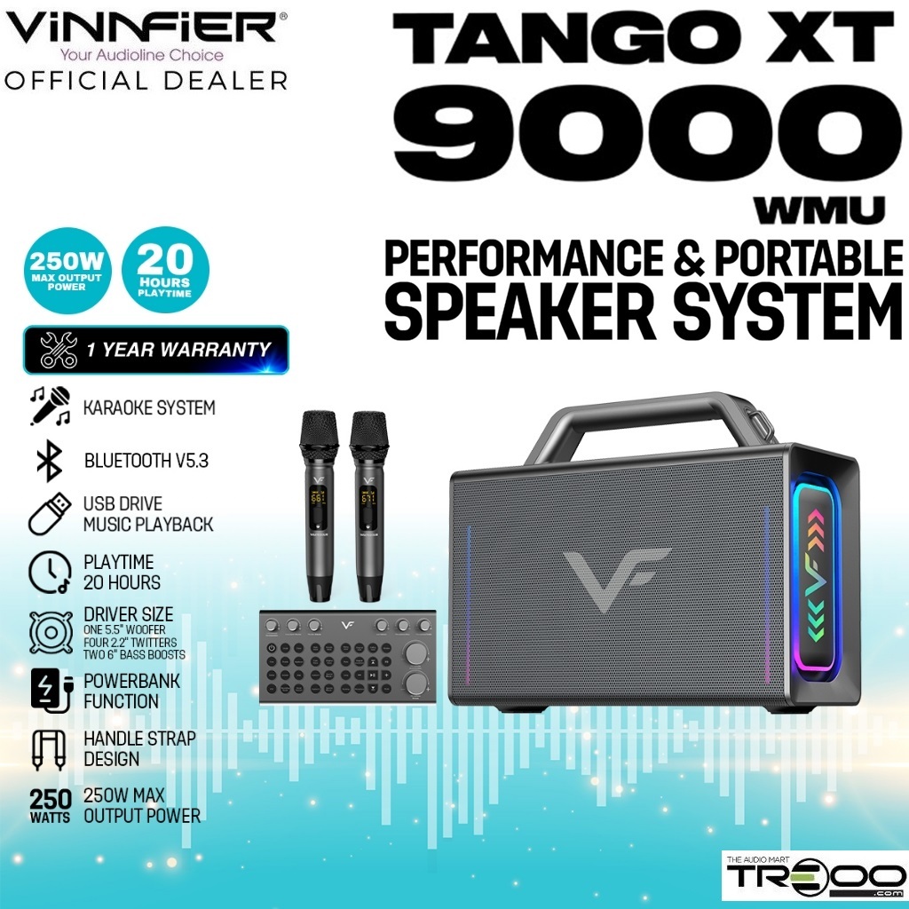 Vinnfier Tango XT9000 WMU Wireless Bluetooth Karaoke Portable Speaker with Mixer Controller ...