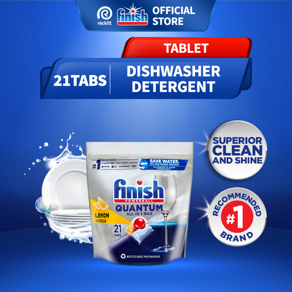 Finish Dishwasher Detergent Tablet All In One Quantum 21 tabs | Shopee ...