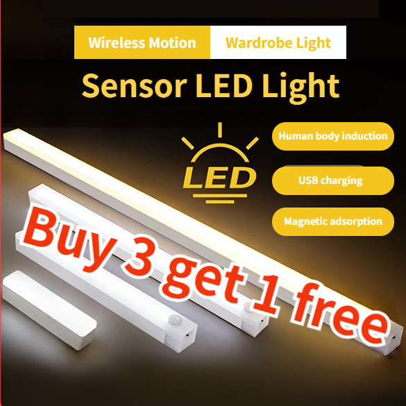 Portable magnetic sensor light USB rechargeable wardrobe light Bedroom ...