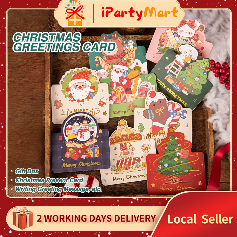[SG]🎅🎄Christmas Greetings Card(1pcs/set)Xmas Gift Cards Gift Box DIY ...