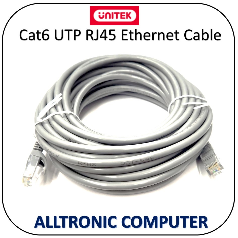 Unitek Cat6 10Meter Ethernet Lan RJ45 UTP Cable 1000Mbps GREY /24Awg ...