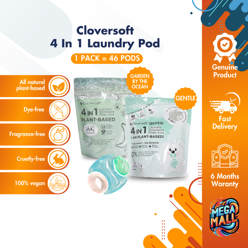 Cloversoft 4 In 1 Laundry Pod, Gentle / Garden By The Ocean, 46 Pods ...