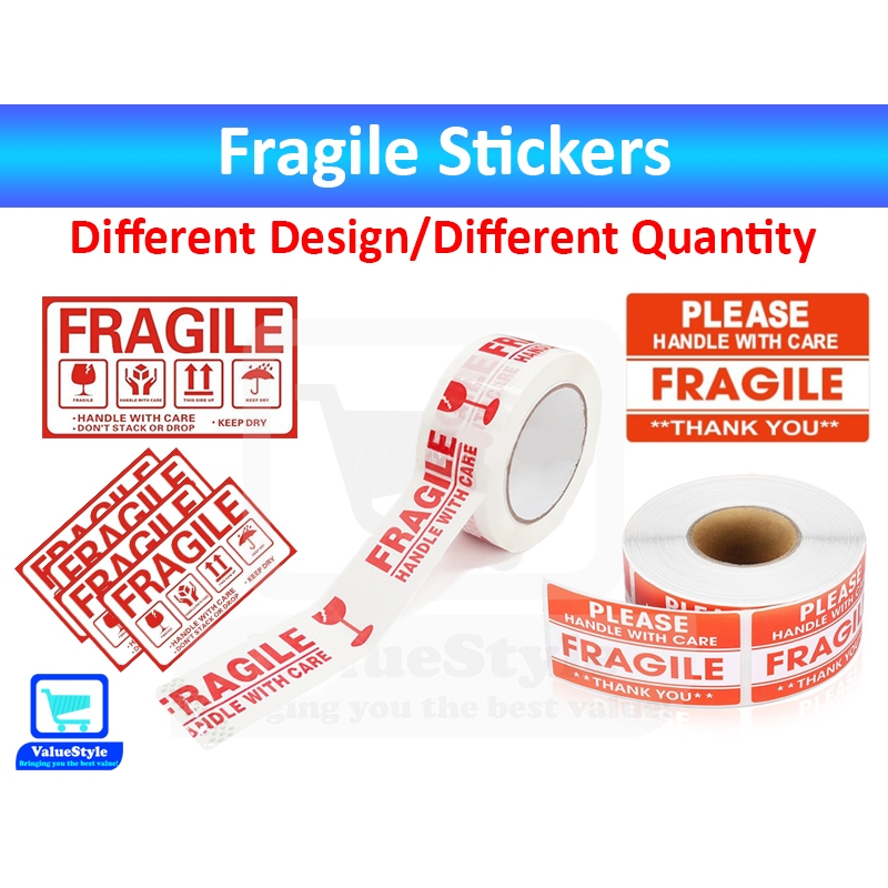 👍BEST!!👍 Fragile Sticker Roll/ Polymailer Label / Carton Box Label ...